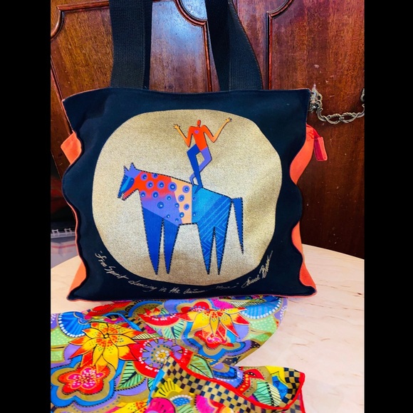 Laurel Burch | Bags | Vintage Laurel Burch Canvas Tote Purse Cotton ...